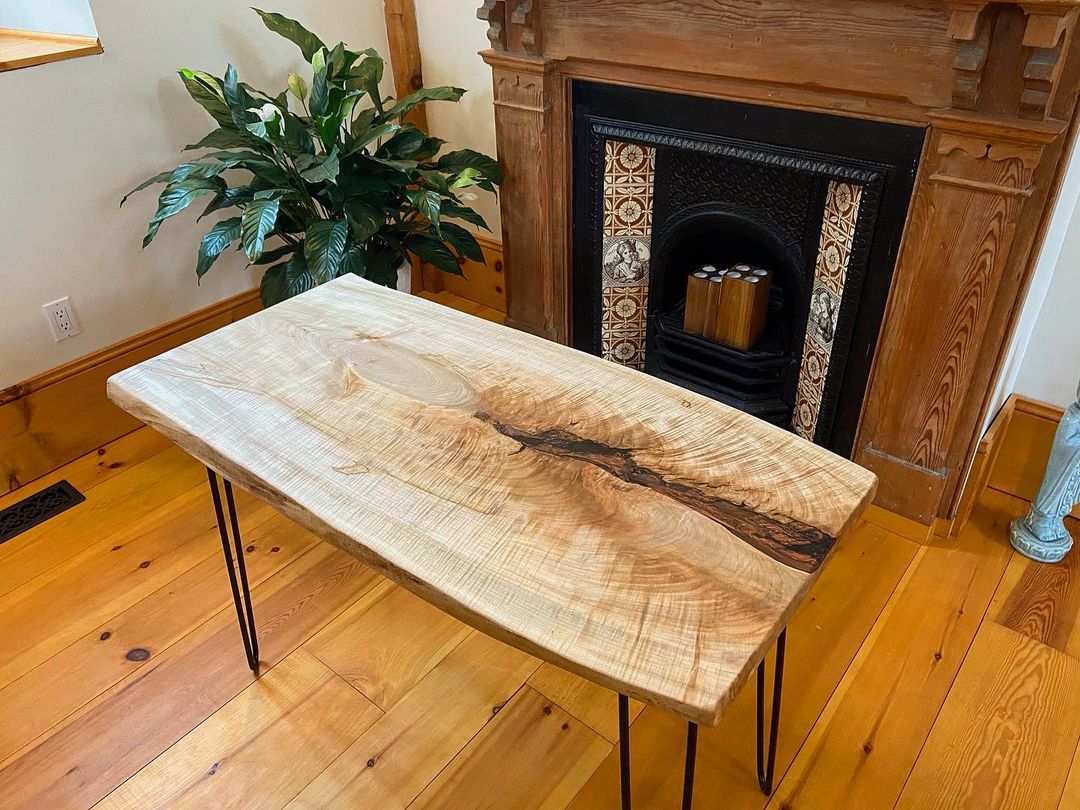 Curly Maple Live Edge Desk - Wood Slabs