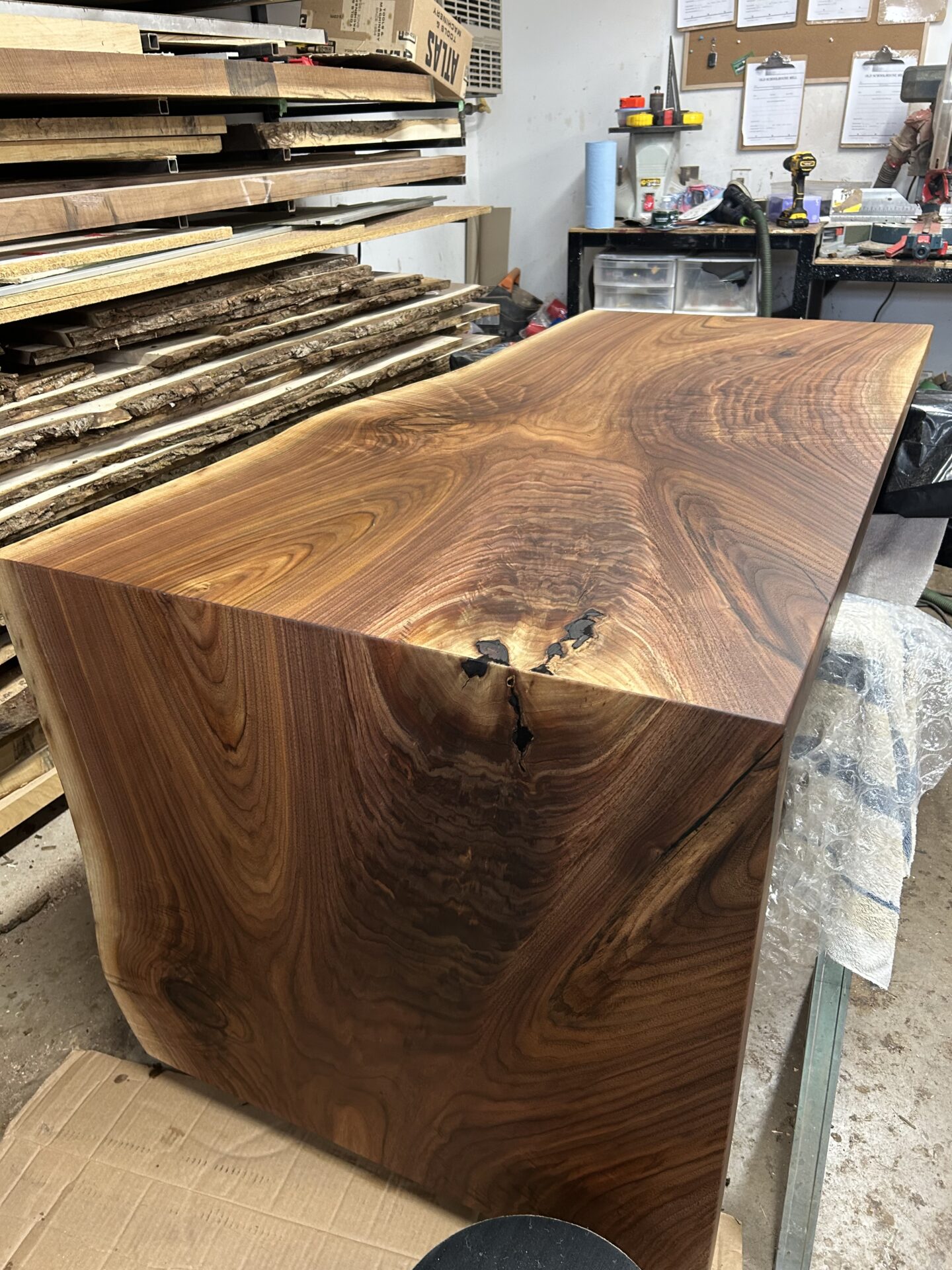 Waterfall Walnut Desk - Wood Slabs